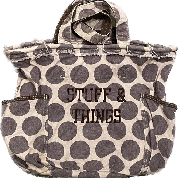 thirty-one | Bags | Thirty One Metro Retro Bucket Tote Beige Dots 8x15 ...